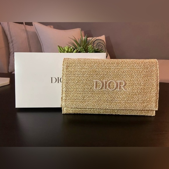 Dior | Bags | Dior Beauty Dioriviera Raffia Pouch Cosmetic Rattan ...